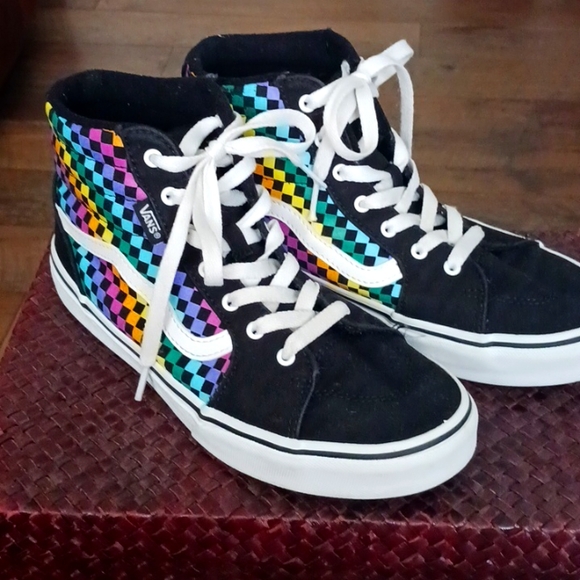 Vans | Shoes | Vans Missy 5 Hi Top Rainbow Diamond Pattern | Poshmark